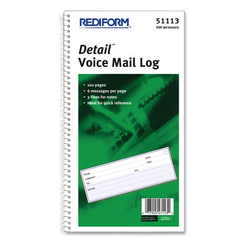 Detail Wirebound Voice Mail Log Book by Rediform® RED51113 ...