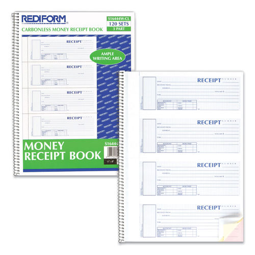 Spiralbound Unnumbered Money Receipt Book by Rediform® REDS16444WCL ...