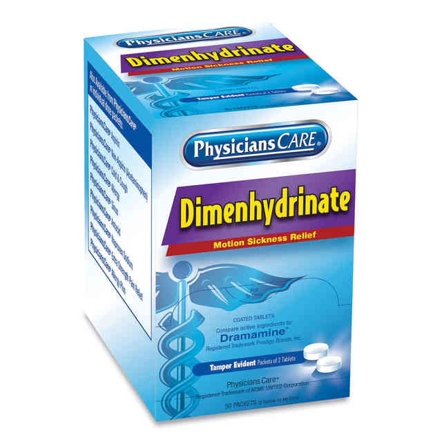 Dimenhydrinate (Motion Sickness) Tablets by PhysiciansCare® ACM90031 ...