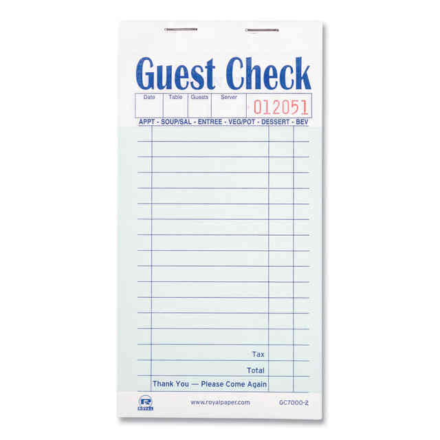 Guest Check Pad by AmerCareRoyal® RPPGC70002 | OnTimeSupplies.com