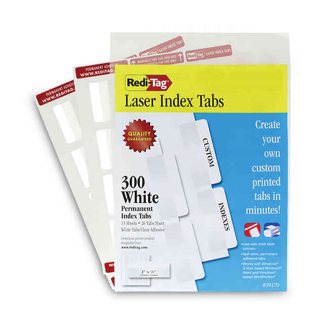 Laser Printable Index Tabs by Redi-Tag® RTG39170 | OnTimeSupplies.com