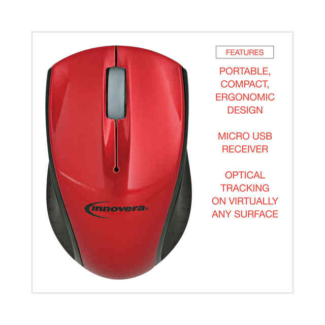 Mini Wireless Optical Mouse by Innovera® IVR62204 | OnTimeSupplies.com