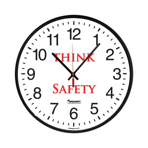 Look at SKILCRAFT® Safety Message Quartz Wall Clock | OnTimeSupplies.com