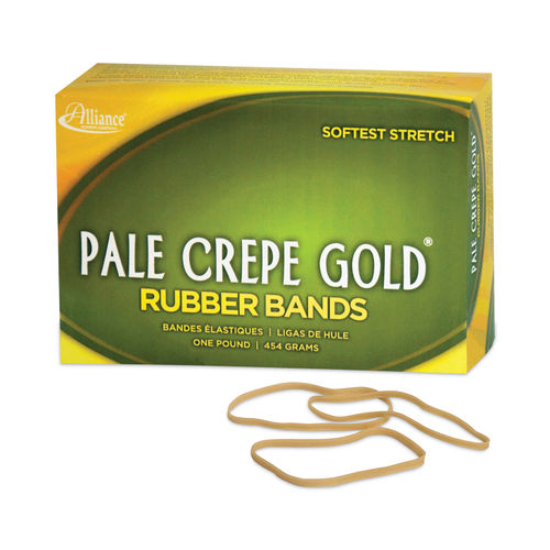 Pale Crepe Gold Rubber Bands by Alliance® ALL20335 | OnTimeSupplies.com