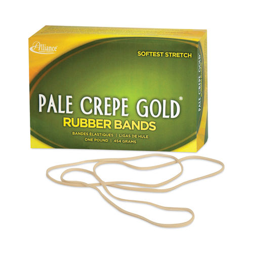 Pale Crepe Gold Rubber Bands by Alliance® ALL21405 | OnTimeSupplies.com