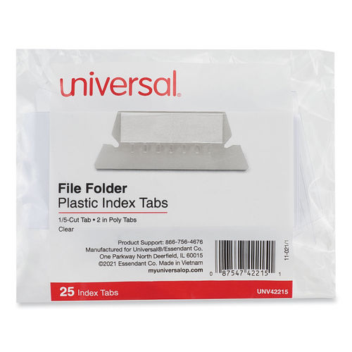Hanging File Folder Plastic Index Tabs by Universal® UNV42215 ...