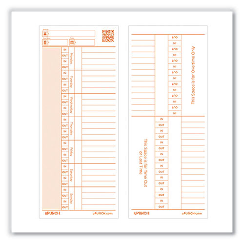 Time Card for PK1100 Time Clock by uPunch™ PPZC1100 | OnTimeSupplies.com