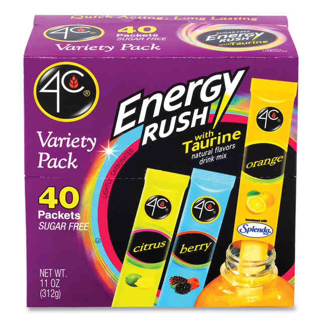Energy Rush Sugar Free Drink Mix with Taurine Variety Pack by 4C ...