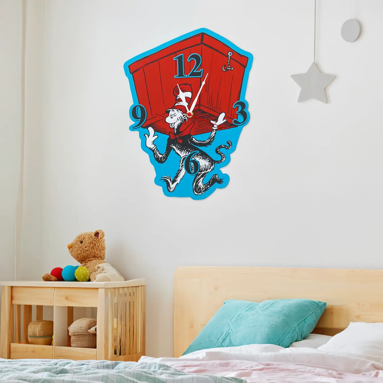 Wholesale Dr. Seuss Cat in The Hat Wood Clock | MULTI | SKU: 13083
