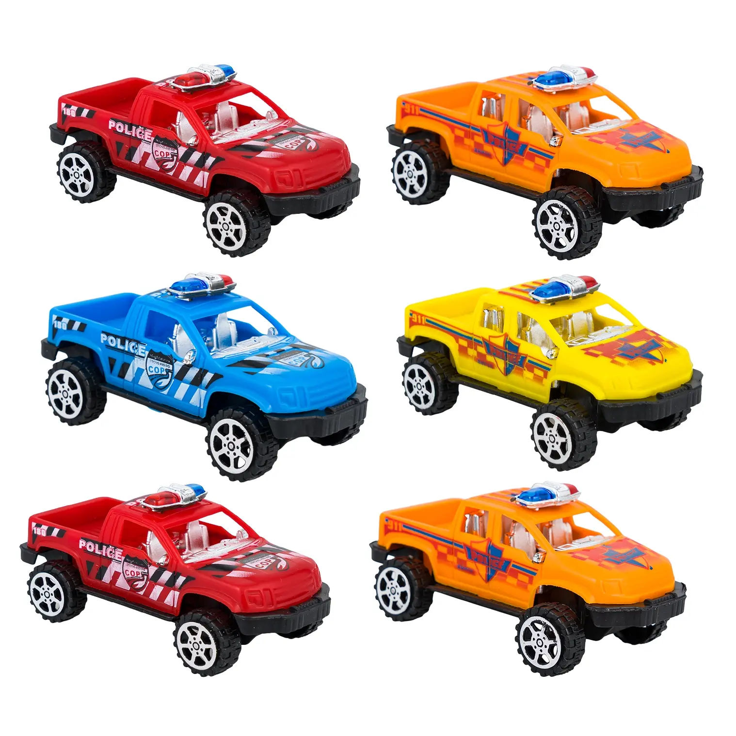 Wholesale Pull Back Mini Police Toy Trucks, 6 Pack | | SKU: 16476