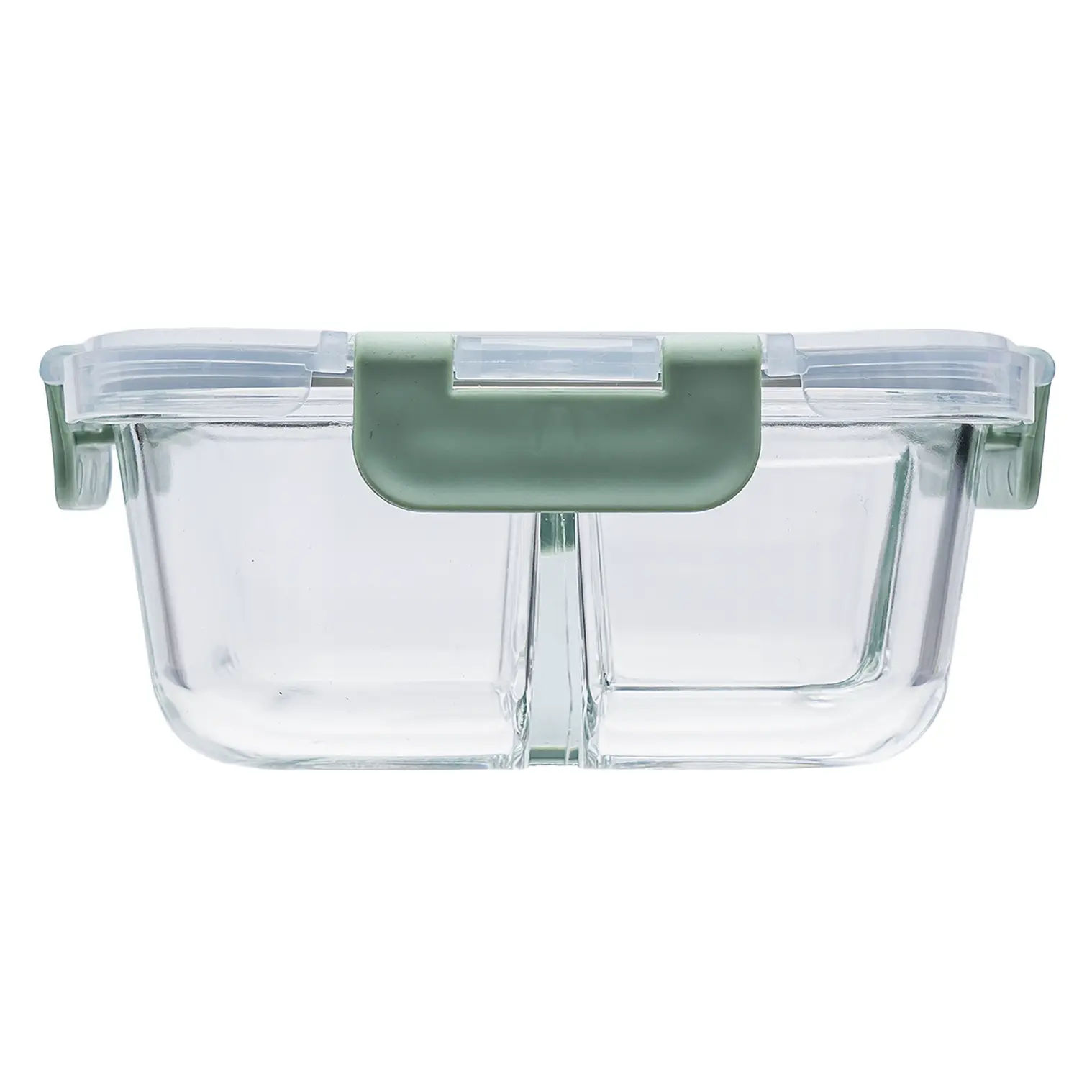 Wholesale 3 Dividers Food Glass Container, 800ml/27oz, Green Trim ...