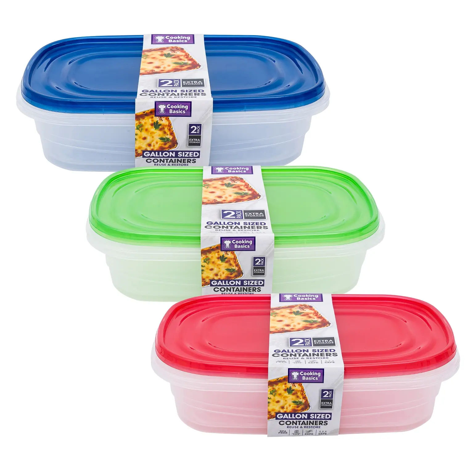 Wholesale Cooking Basics Plastic Gallon Sized Containers, 2 Pack ...