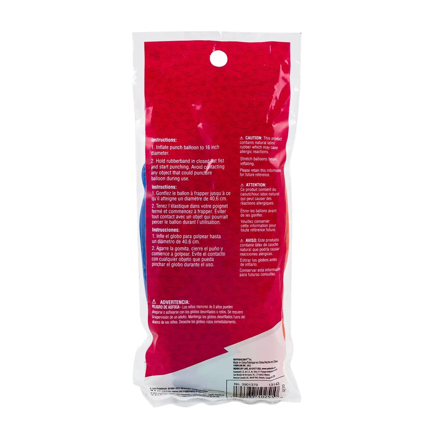 Wholesale Pokemon Punch Balloons 4pc - Assorted Colors | | SKU: 89657