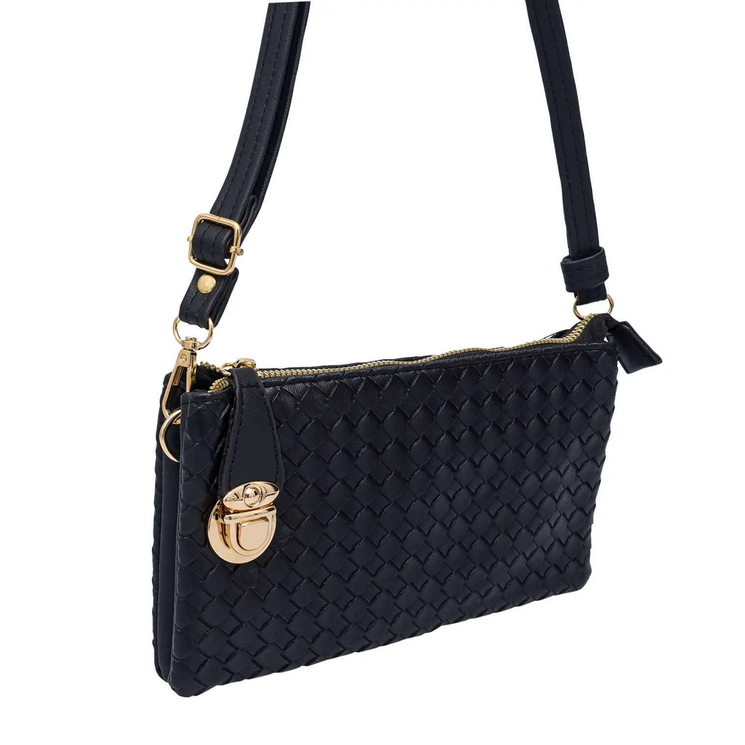 Wholesale Chic Unlimited Shoulder Bag with Lock - Black | | SKU: 89875