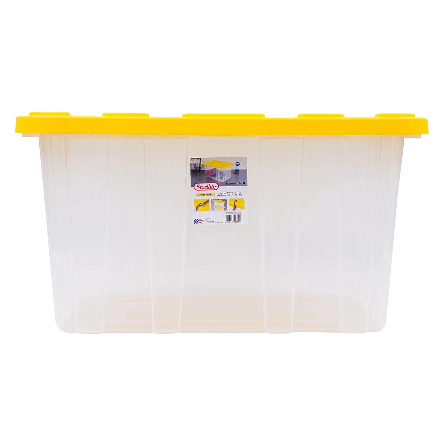 Wholesale TOTE 27gal CLEAR w YELLOW LID | | SKU: 97826