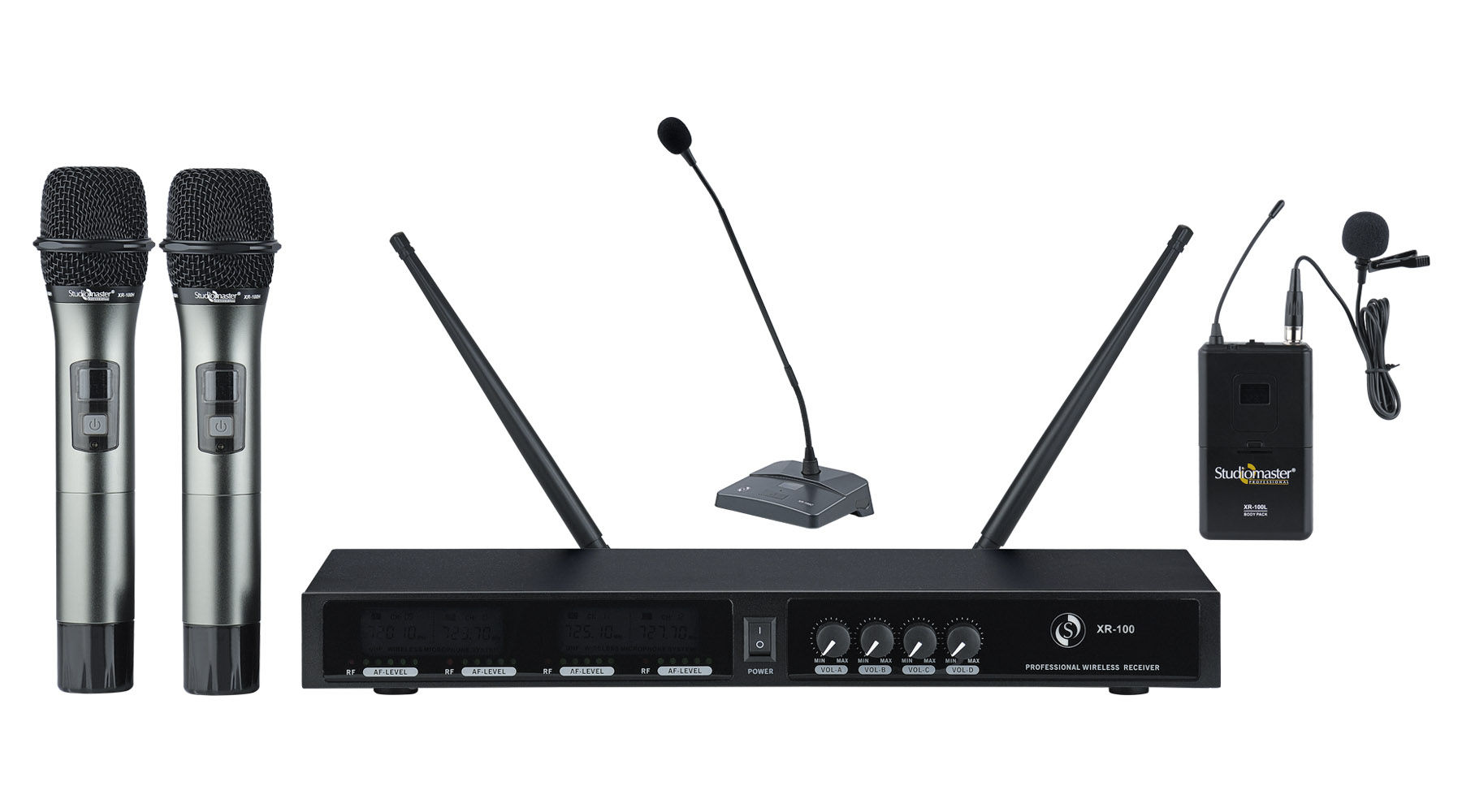 Studiomaster XR 100 HCL UHF Wireless Microphone (2Hand+1Collar+1Table ...