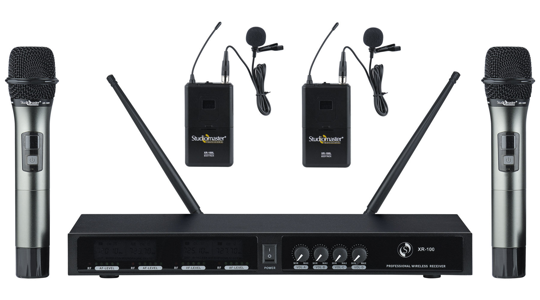 Studiomaster XR 100 2HL UHF Wireless Microphone (2 Hand+2 Collar ...