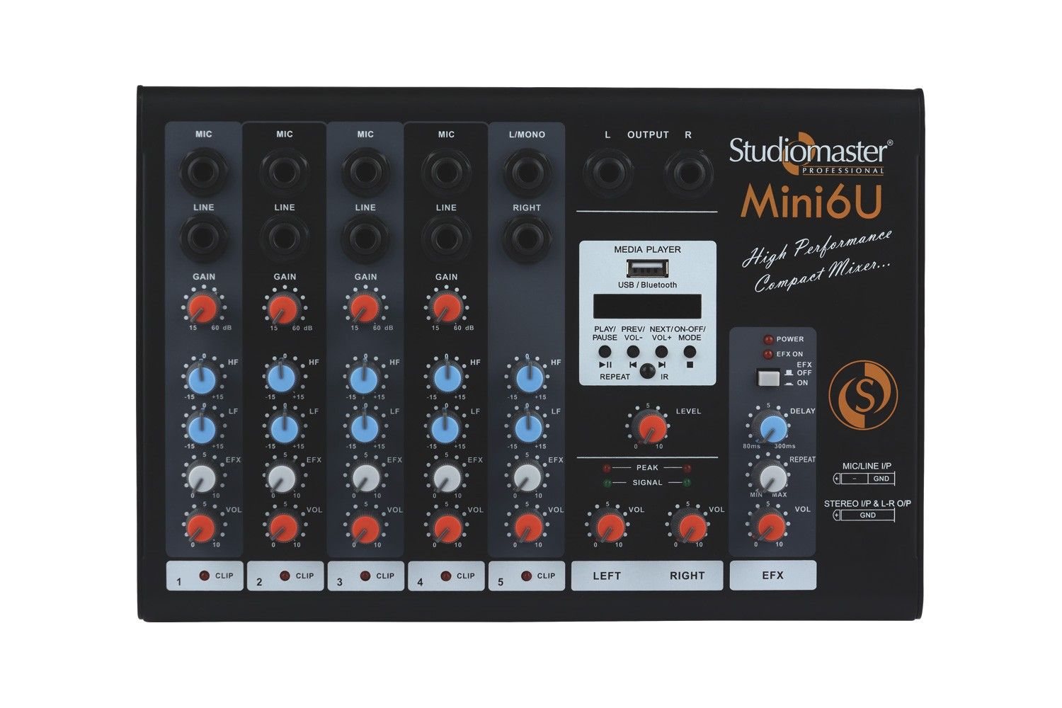 Studiomaster Mini 6U Mixer With Bluetooth, Recording & USB Option (6 ...