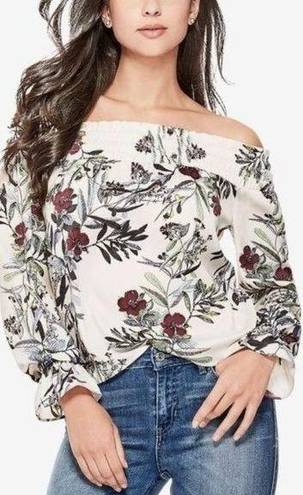 Guess Bethany Cream Floral Off Shoulder Trumpet Sleeve Blouse S - $23 ...