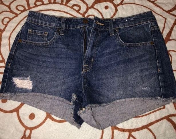 Mossimo Supply Co Dark Blue Denim Jean Ripped Shorts Size 10 - $8 (73% ...