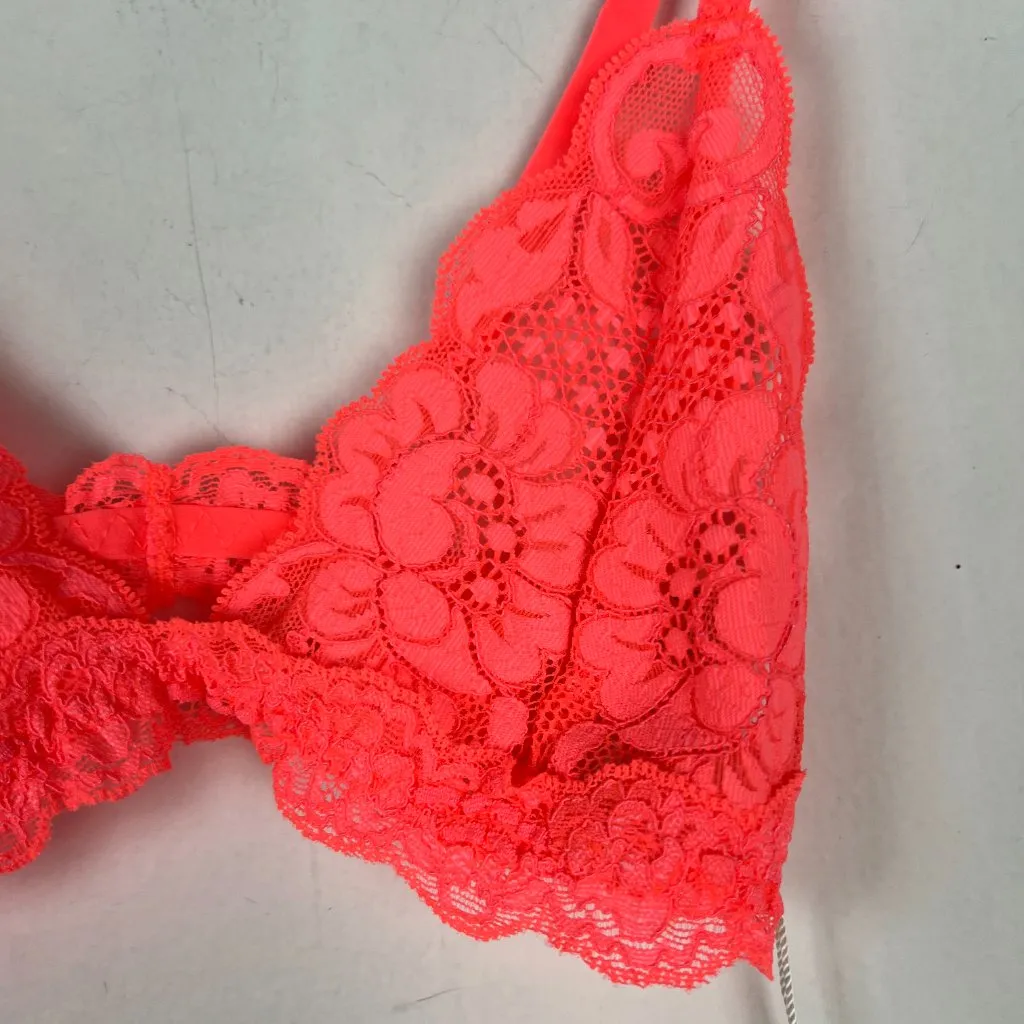 NWT We are HAH x Free People Chi Bralittle Lace Bra Fried Salmon Size ...
