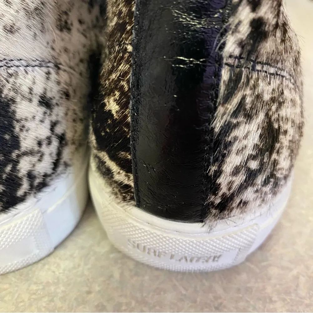 P448 Cow Print Star Sherpa Minimalist Coastal Cowgirl Western High Top ...