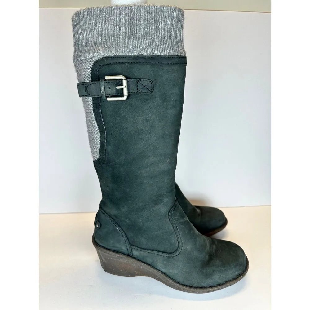 Ugg Women’s 1006145 Black Size 9 Skyfall Suede Wedge Boots Insulated ...