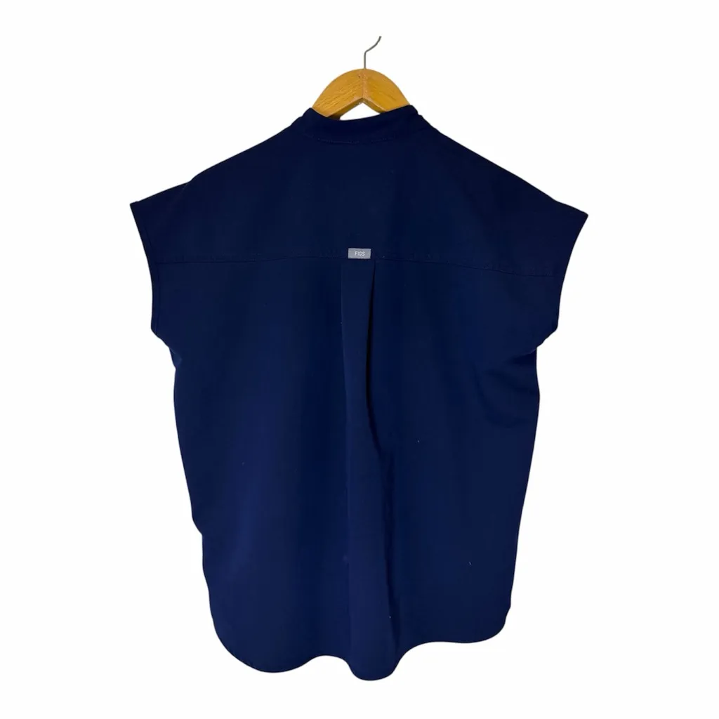 FIGS Rafaela Oversized Scrub Top Navy Blue XS Mandarin Collar Uniform ...