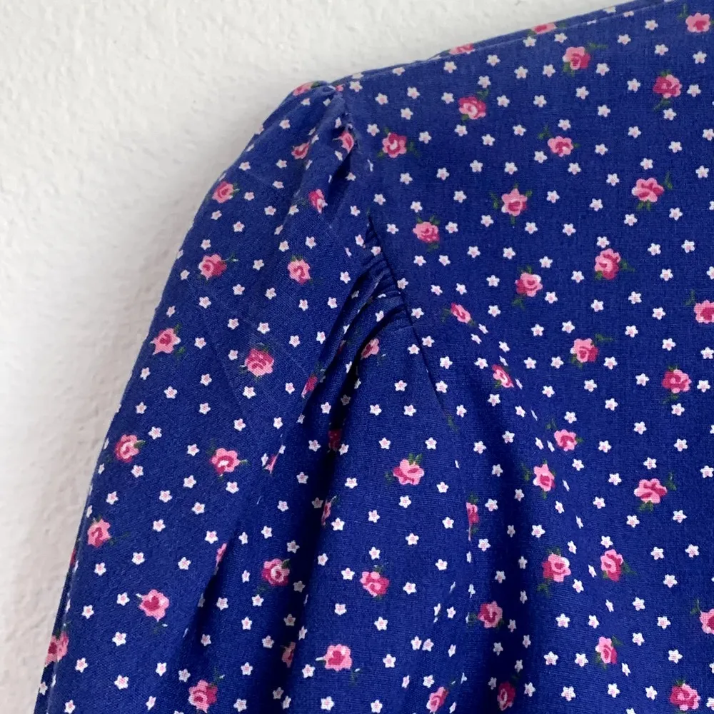 Vintage 80s Gunne Sax Calico Floral Prairie Midi Dress in Blue Size ...