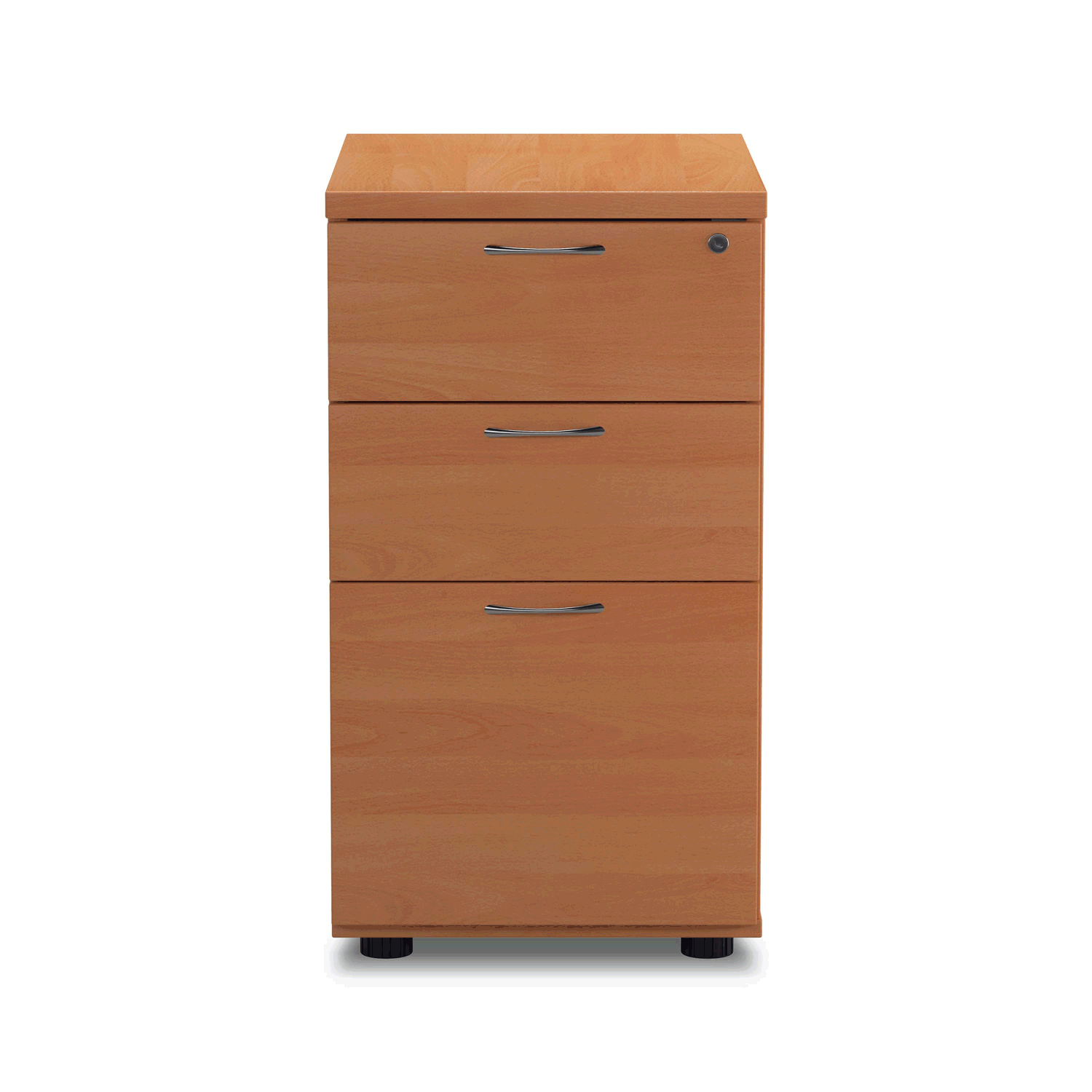 First Beech 3 Drawer Desk High Pedestal