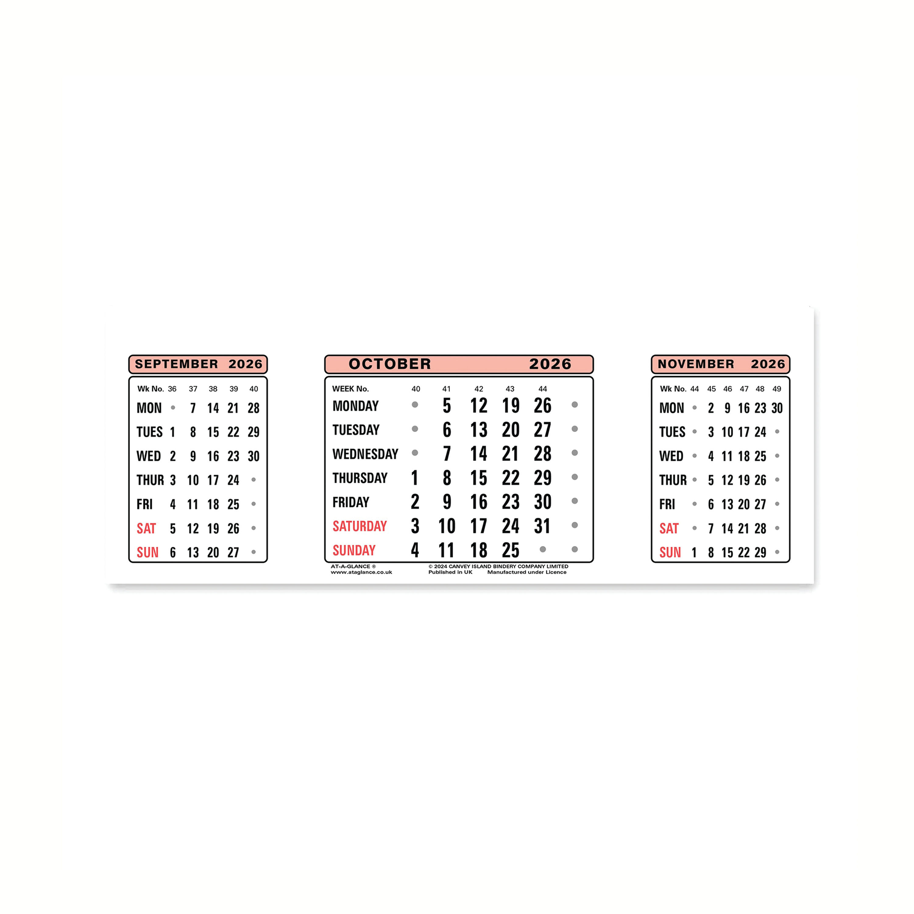AT-A-GLANCE CALENDAR REFILL 2026 - Niche Office Solutions LTD