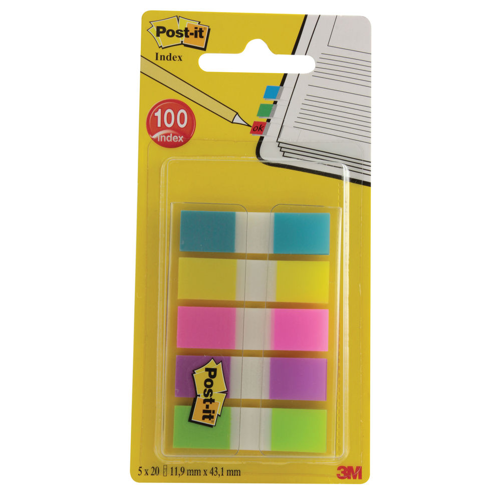 Post-it Portable Small Index 12mm Assorted (100 Pack) 683-5CBINDEX