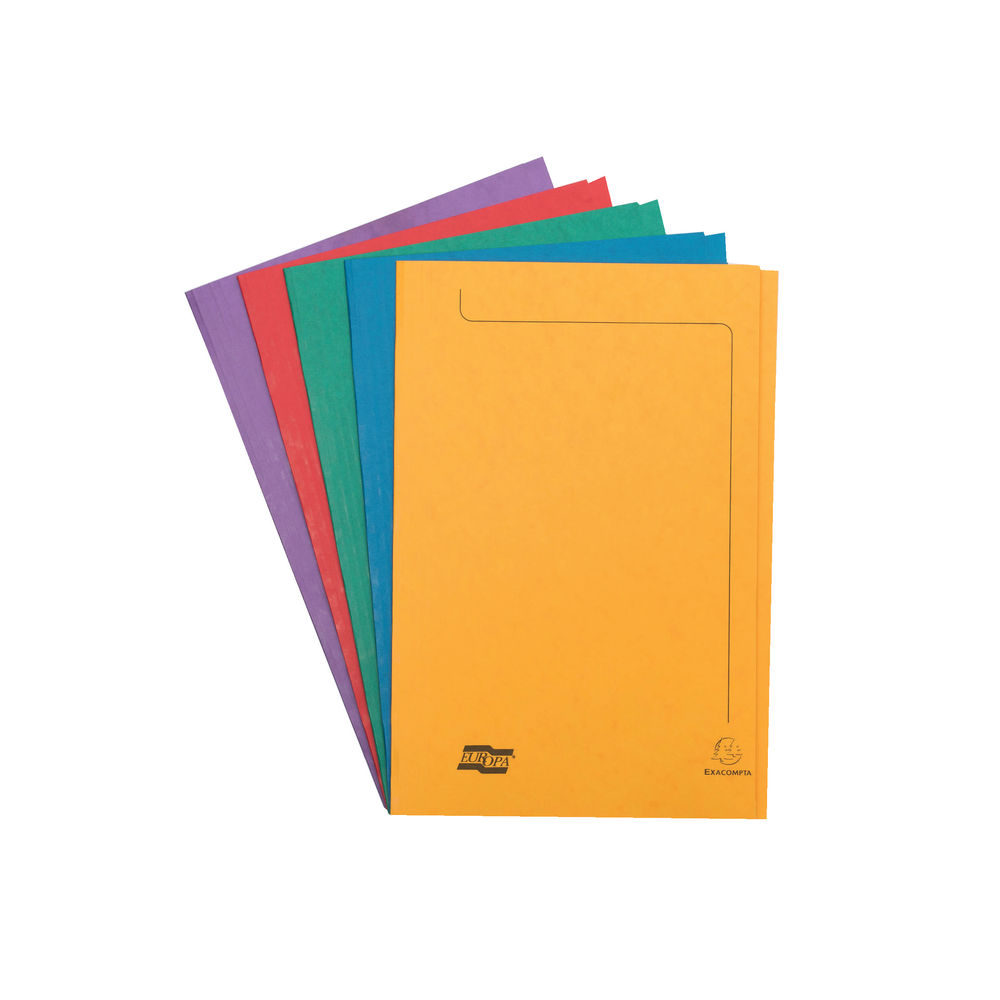Europa Square Cut Folder 300 micron Foolscap Assorted (50 Pack) 4820