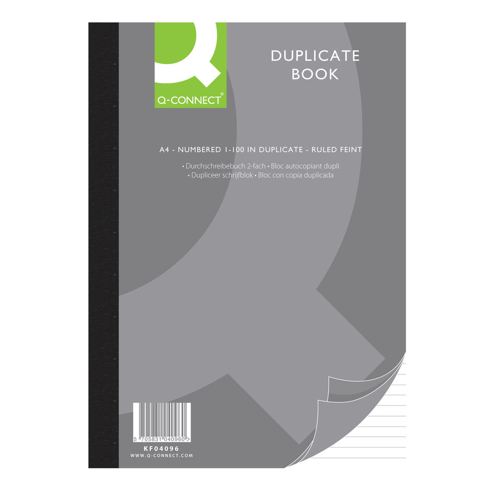 Q-Connect Feint Ruled Duplicate Book A4 KF04096
