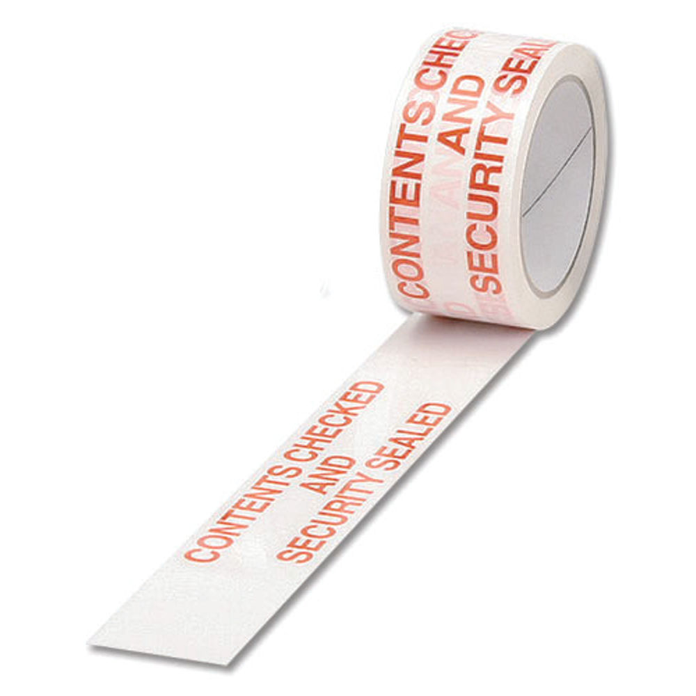 Polypropylene Tape Printed Contents Checked 50mmx66m (6 Pack)White Red ...
