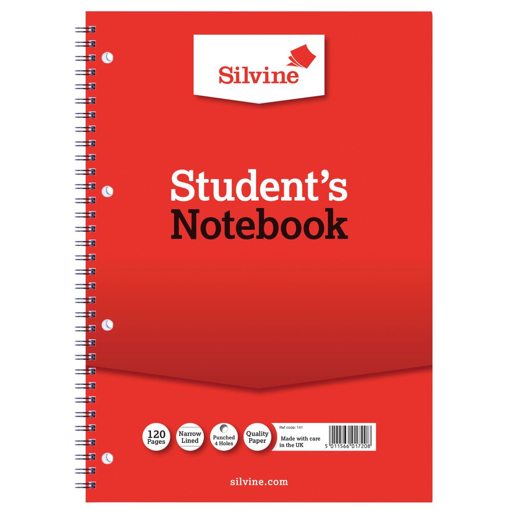 Silvine Feint Ruled Student's Notebook 120 Pages A4 (12 Pack) 141