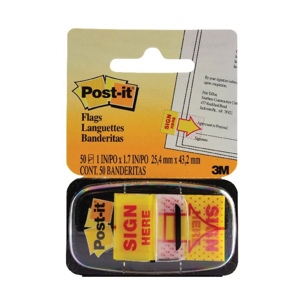 Post-it Index Tabs Sign Here Yellow (50 Pack) 680-9