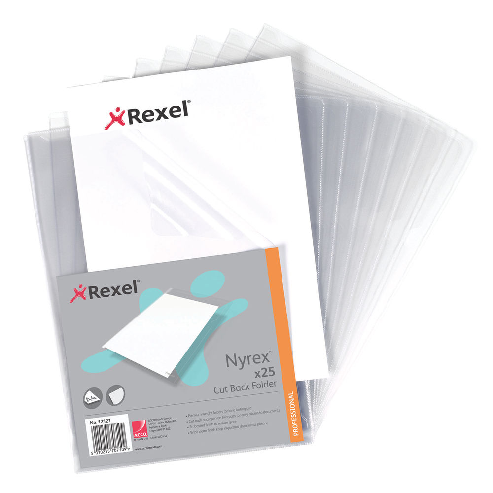 Rexel Nyrex Cut Back Folder A4 Clear (25 Pack) GFA4 12121