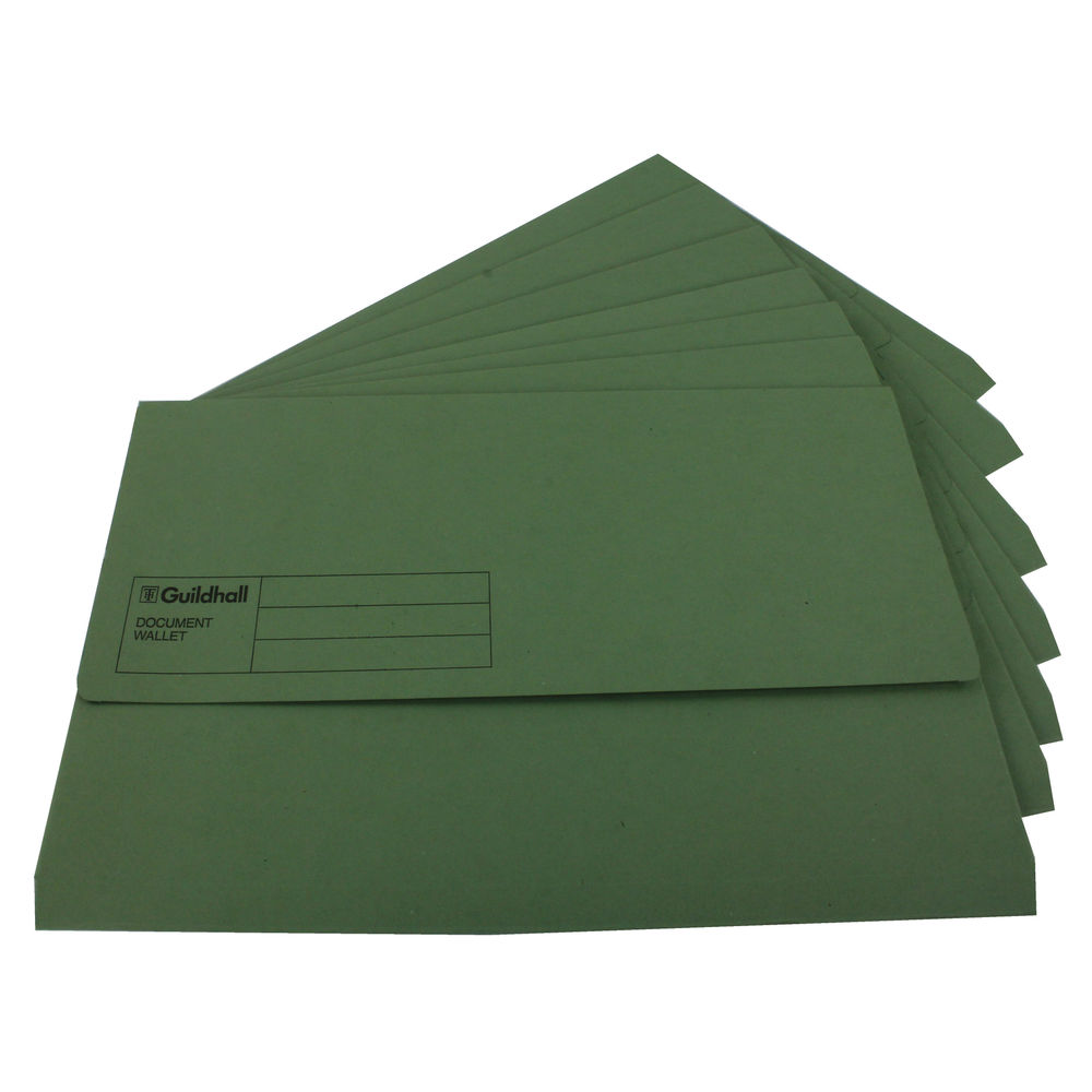 Guildhall A4/Foolscap Document Wallet, Green - Pack of 50 - GH14031 Guildhall A4/Foolscap Document Wallet, Green - Pack of 50 - GH14031