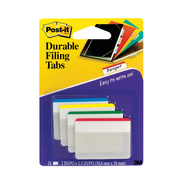 Post-it Index Flat Filing Tabs Assorted (24 Pack) 686-F1