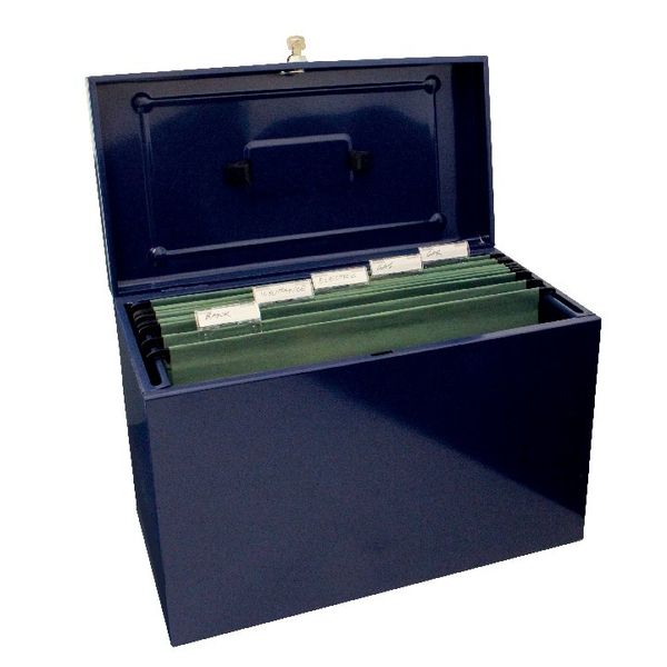Cathedral Metal File Box Foolscap Home Office Blue HOBL