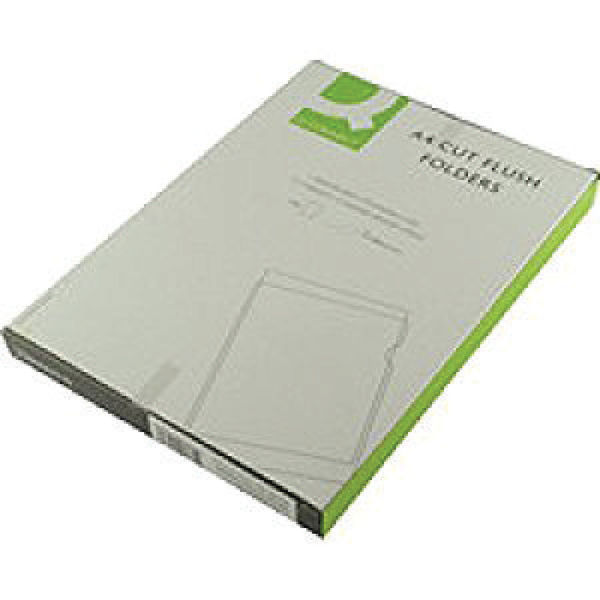 Q-Connect Cut Flush Folders A4 Clear (100 Pack) KF24002