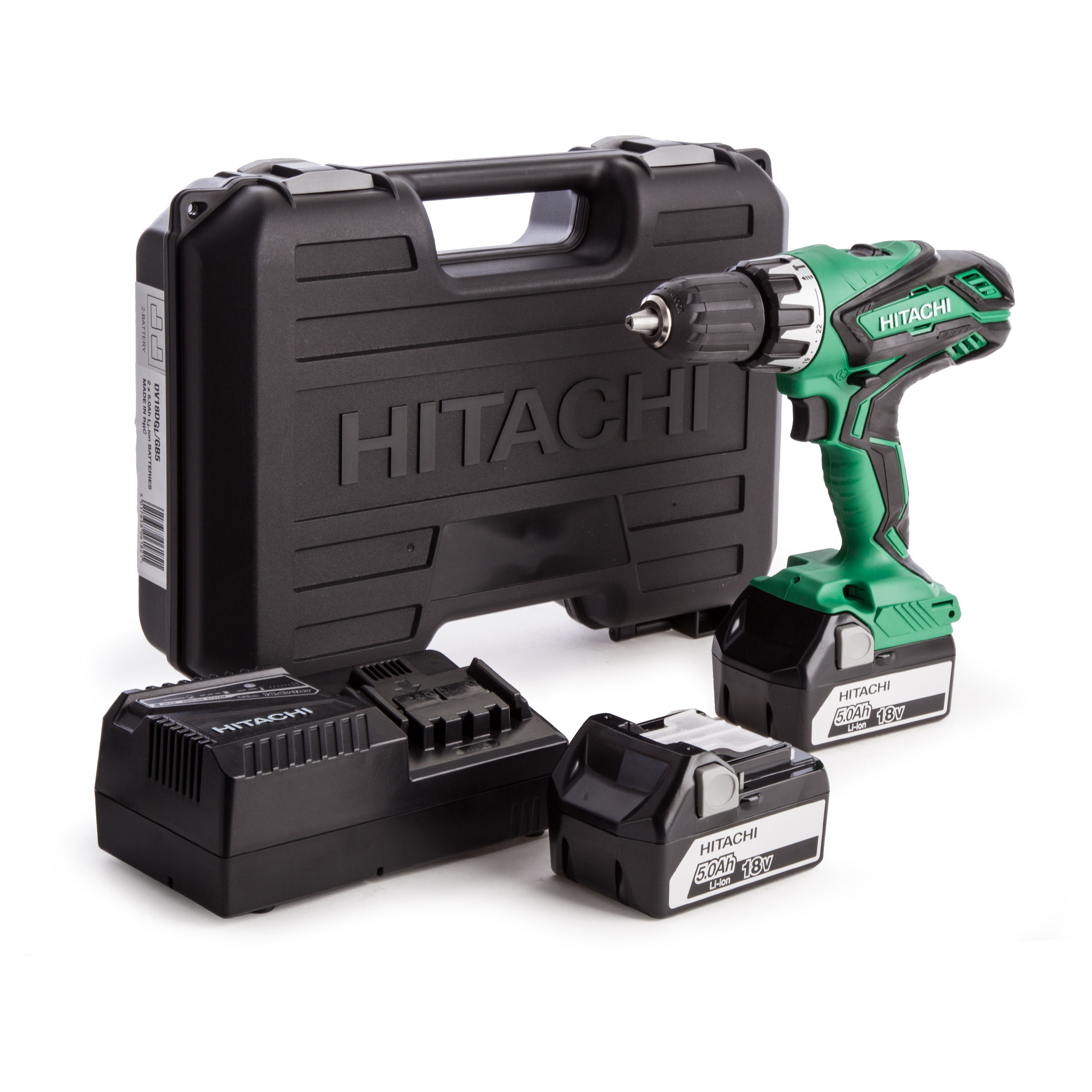 Toolstop Hitachi DV18DGL/GB5 18V Cordless Combi Drill (2 x 5.0Ah Batteries)