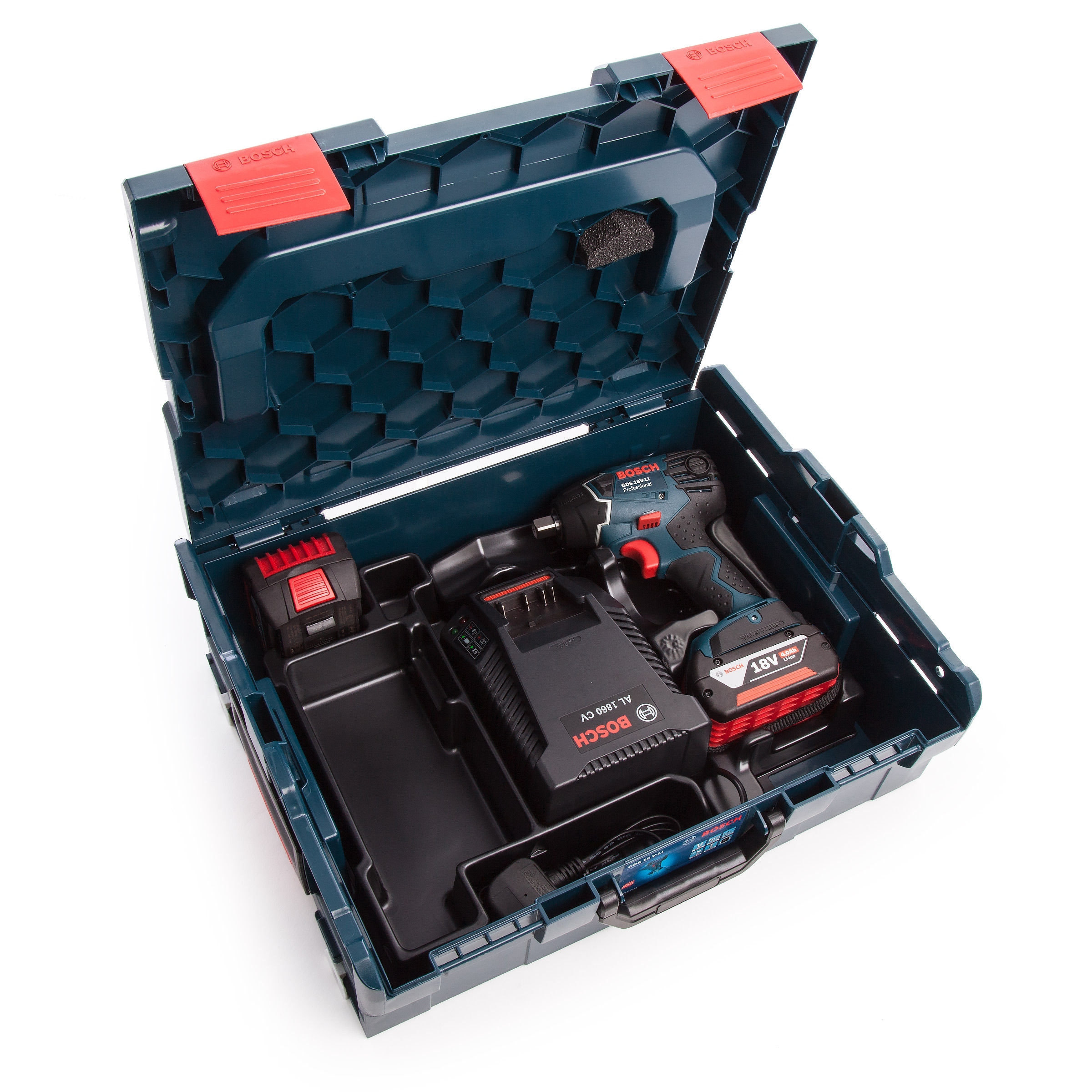 Toolstop Bosch Gds18v Li 18v Cordless Impact Wrench 2 X 4 0ah Batteries
