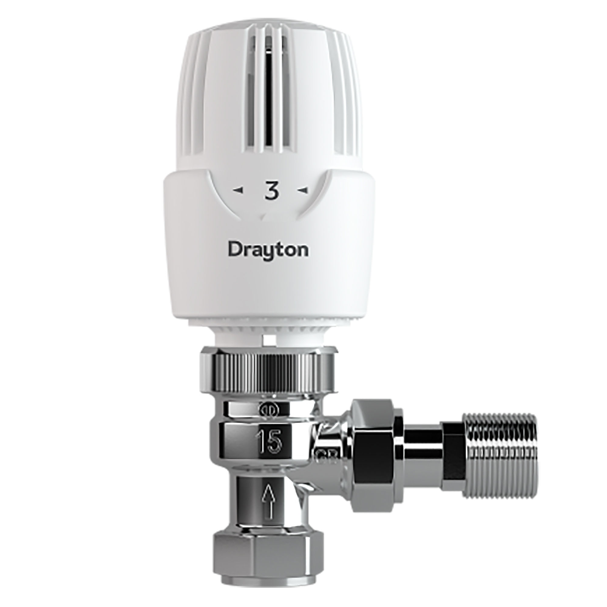 Drayton RT414 Auto Balancing Angled TRV with Lockshield 15mm - 1010560