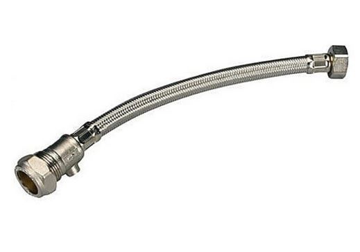 Flexible Tap Connector with Isolation Valve 15mmx1/2"x300mm