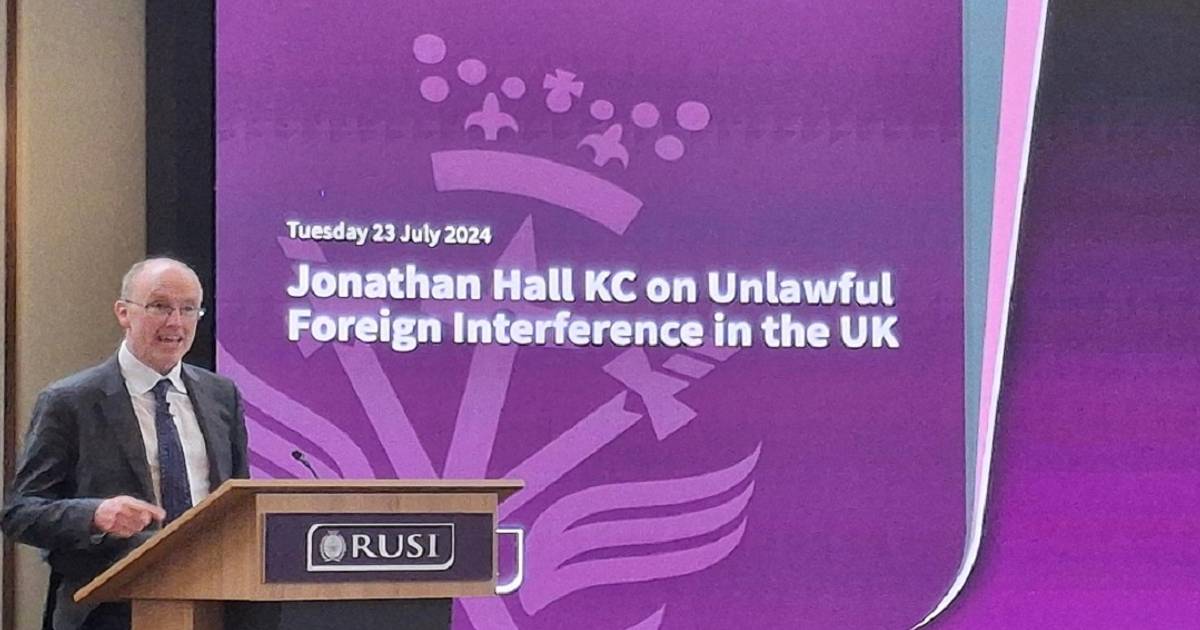 Recording: Jonathan Hall KC on Unlawful Foreign Interference in the UK | Royal United Services ...