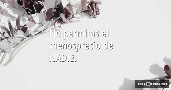 Frase #966798: No permitas el menosprecio de NADIE. – Crea Tu Frase