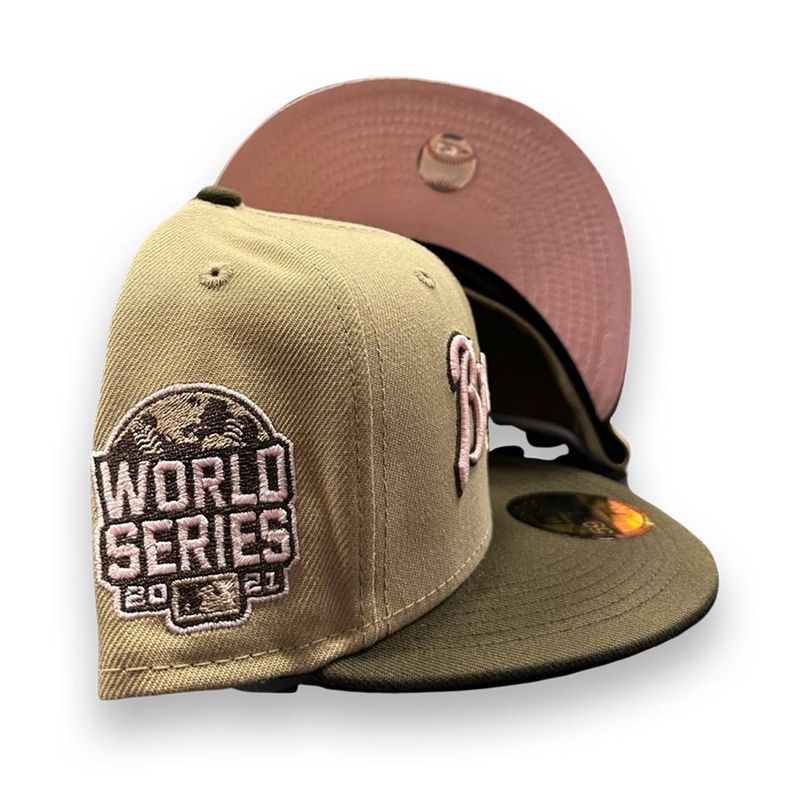 Atlanta Braves Camel Two Tone Script 2021 WS Patch Pink UV 59FIFTY ...