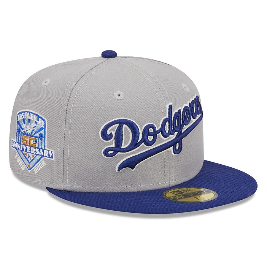 Los Angeles Dodgers Gray Two Tone Retro Script Green UV 59FIFTY Fitted Hat